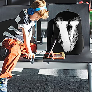 COZON Big V Letter Backpack 17 Inch 3D Printed Aesthetic Casual Travel Bags Breathable Portable Lightweight Large Capacity Daypack Unisex