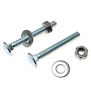 PSCCO 10 Sets 1/4-20x2" Carriage Bolts Set Round Head Square Neck Screws with Nuts and Washers