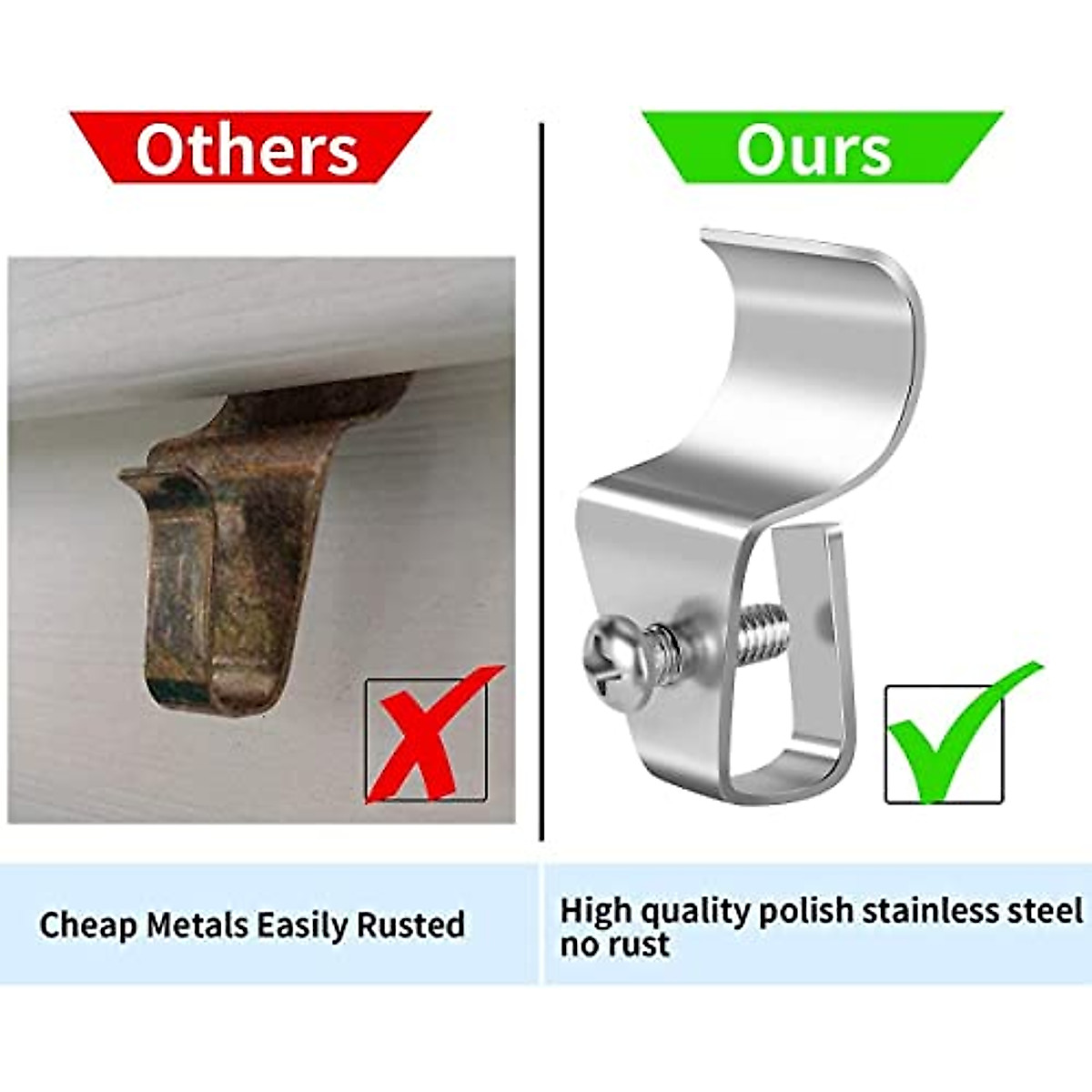 Vinyl Siding Clips, 20-Pack No-Hole Needed Outdoor Camera Mount Vinyl Siding Clips Hooks for Blink, Arlo, Ring, No-Damage, No Drilling, Weatherproof 304 Stainless Steel Home Siding Hanger