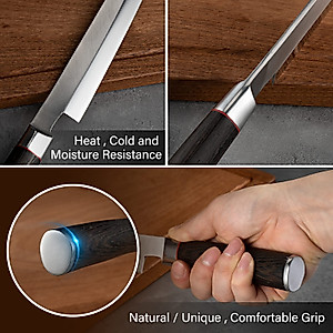 CHUYIREN Sushi Knife Sashimi Knife- 9.5 inch and 10.6 inch Stainless Steel Handle And Wenge Wood Handle
