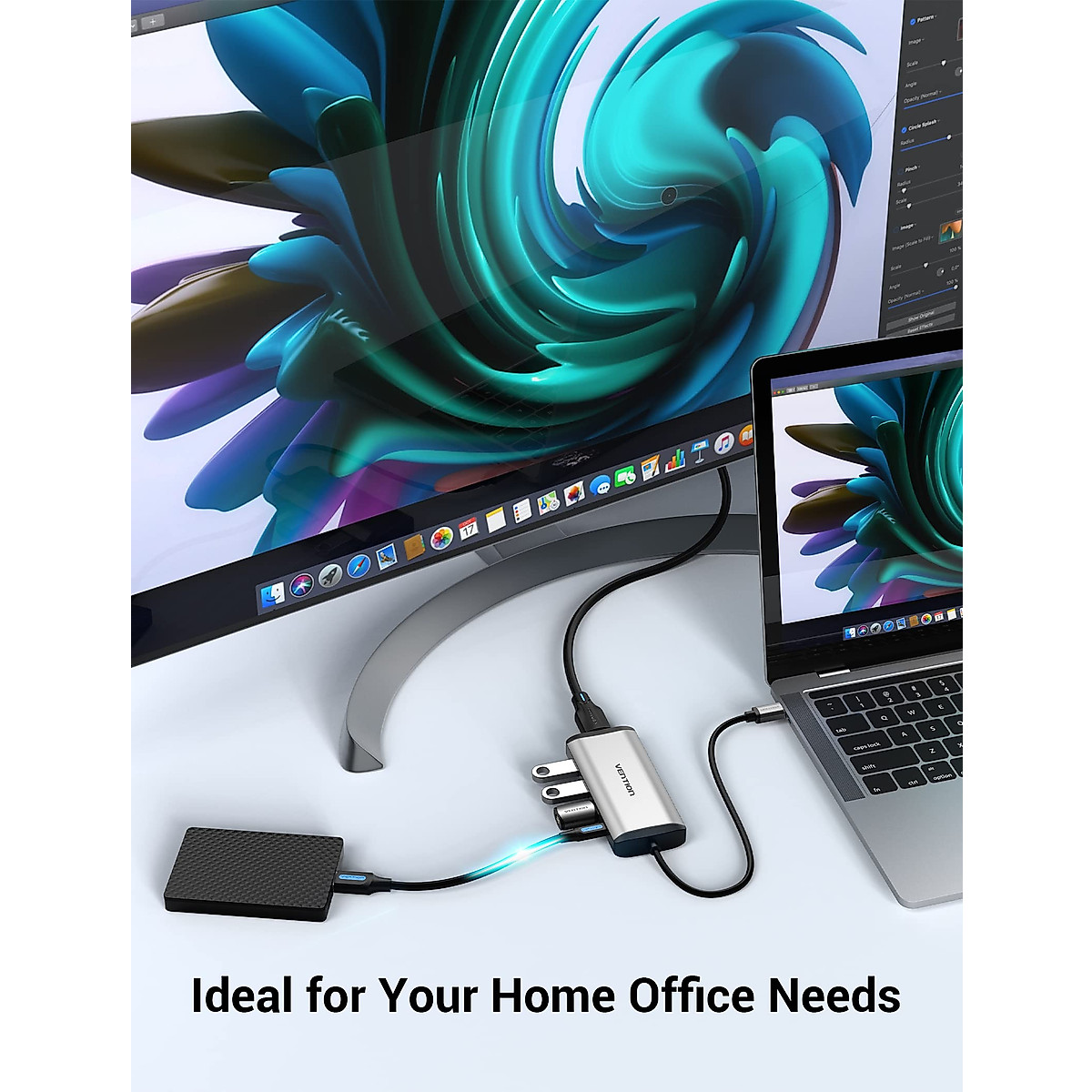 USB C HUB 4K 30Hz, VENTION USB C Multiport Adapter 5-in-1 with 4K HDMI, 100W Power Delivery, 3 USB 3.0 Data Port for MacBook Pro/Air M1 2020, iPad Pro 2021, iPad Mini 6, Surface Pro and More