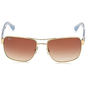 Ray-Ban Men's RB3530 Square Sunglasses, Gold/Brown Gradient Dark Brown, 58 mm + 1