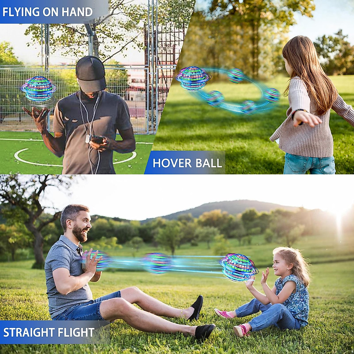 Nacai Flying Orb Ball,Galaxy Ball Toy 2023,Hover Orbs Cosmic Globe Boomerang Ball,Atmotoys Magic Spinner Drone Cool Christmas Birthday Gifts for Kids Ages 6 7 8 9 10+Boy Girl(Blue)