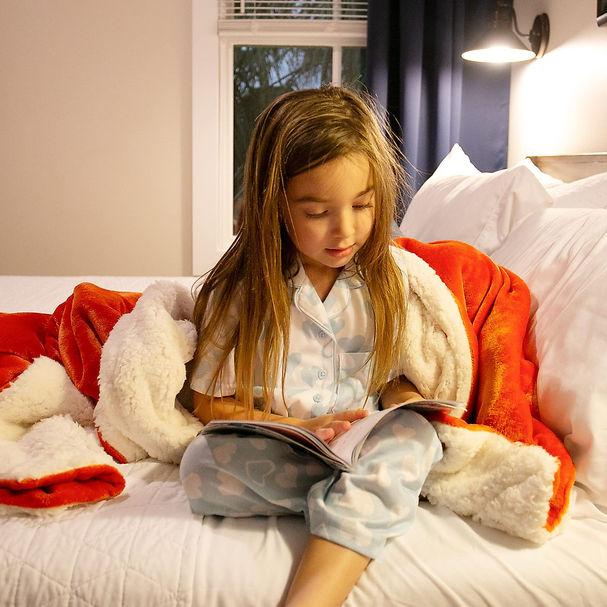 NICETOWN Fall Blanket Sherpa Fleece Throw Blanket for Couch, Winter Warm Fuzzy Soft Blankets and Throws for Sofa, Velvet Reversible Luxurious Blanket for Home/Bed/Kids,50 inches x 60 inches, Orange