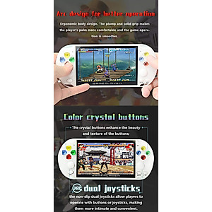 CZT 5.1-inch multi-function video game console color crystal buttons built-in 9600 games MP3MP4 lithium battery game archive AV OUT DV/DC hand-held gaming device (White)