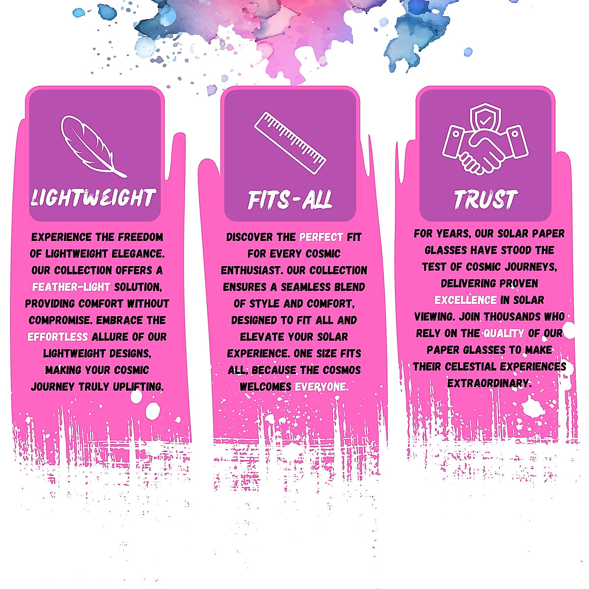 5x Premium Solar Eclipse Viewing Glasses - Safe, Certified, Durable Paper Frames - Pack of 5 - Perfect for Astro Enthusiasts and Outdoor Events