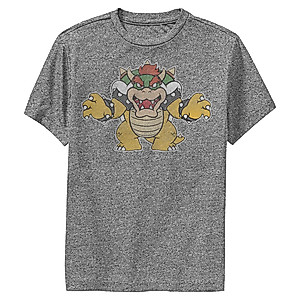 Nintendo Kid's Just Bowser T-Shirt, Charcoal Heather, Medium