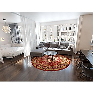 Unique Loom Sahand Collection Traditional Geometric Classic Red Round Rug (8' 0 x 8' 0)