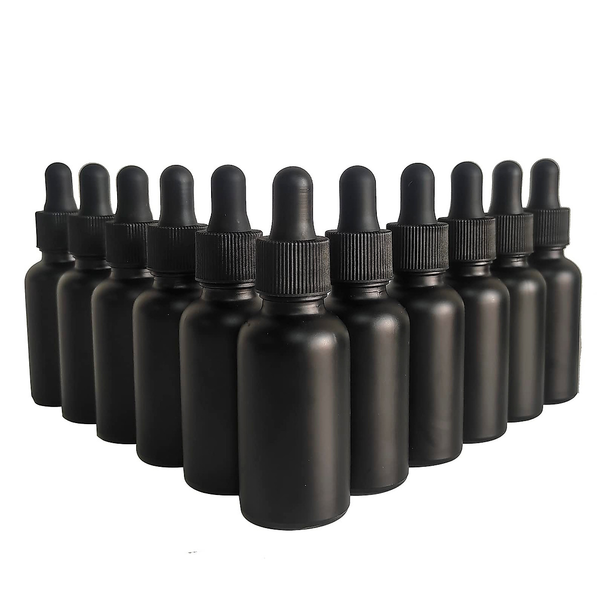 BEGIKET 12 Pack 1oz Black Coated Glass Dropper Bottle,30ml Frosted Black Glass Bottles with Eye Droppers,for Essential Oils,Leakproof Travel Bottles, Oil Bottles for Hair