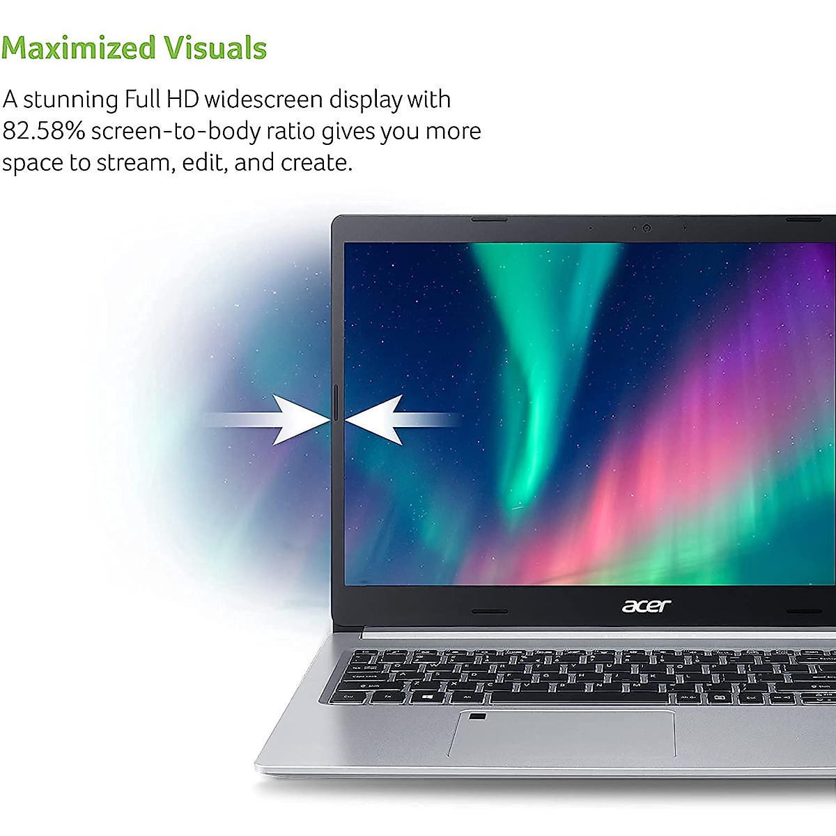 acer Aspire 5 Slim Laptop, 15.6" FHD IPS, AMD Ryzen 3 3350U Quad-Core Mobile Processor, 12GB DDR4 RAM, 512GB SSD, WiFi 6, Backlit KB, Fingerprint Reader, HDMI, Amazon Alexa, Windows 11, Silver