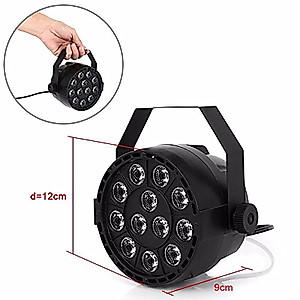 XKCL LED Stage Strobe Light, 12 LED RGBW Par Spotlight, Sound Control DMX Control, for DJ Christmas Party Performance Club discotheque (Black,WithRemote)