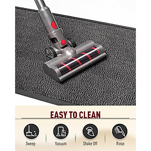 Front Door Mat Indoor Outside Entrance - Outdoor Door Mats Entry Mat Non Slip Water Absorbent Dirt Trapper Welcome Mats Doormats for Entryway Doorway - 17”x30” Black and Grey