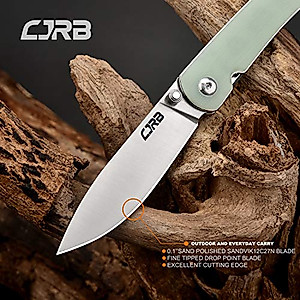CJRB Folding Pocket Knife Ria(J1917), Small Tactical Knife with 0.1” 12C27 Blade and Micarta Handle for EDC Outdoor, Camping, Survival, Hunting, Fishing,Natural Green