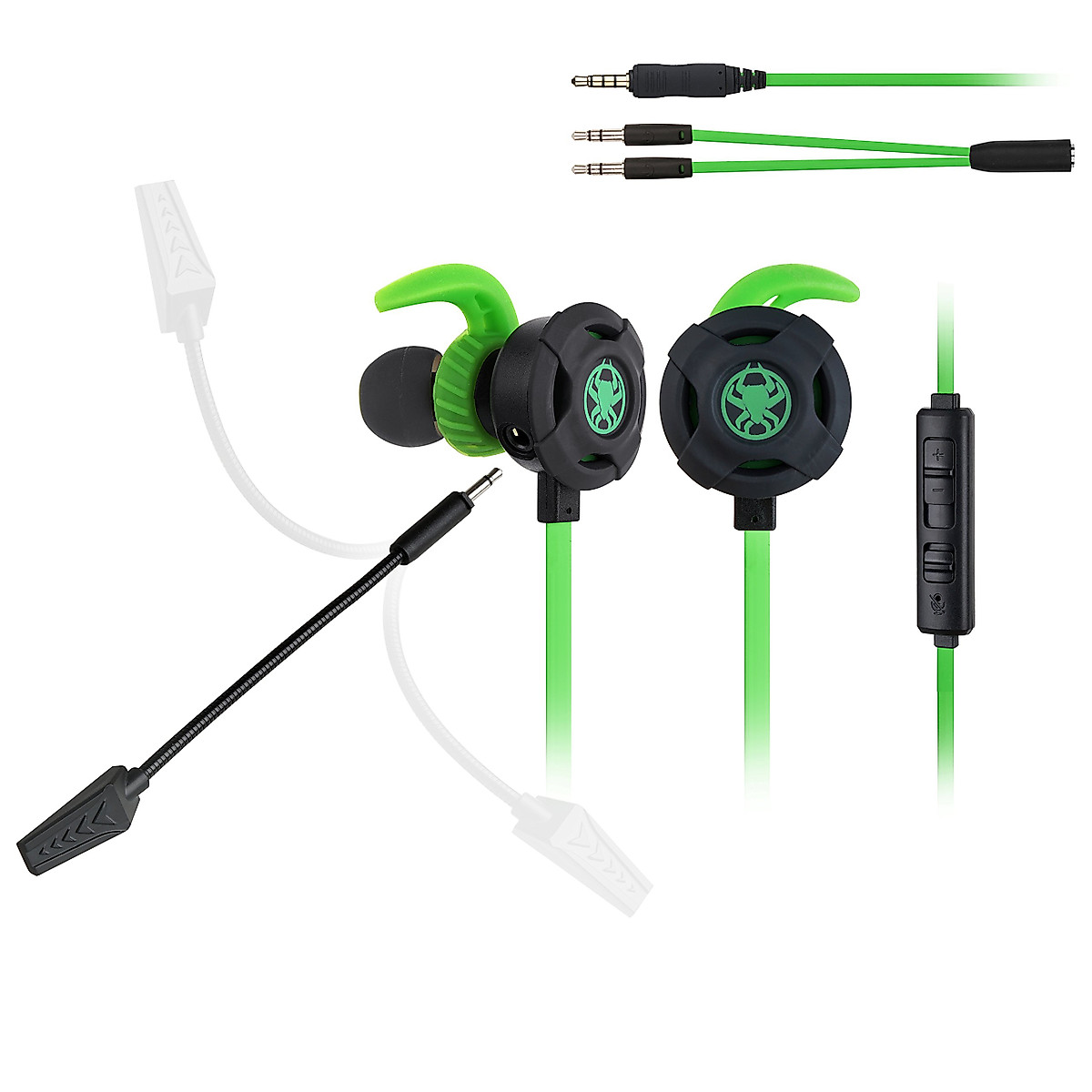 BlueFire Wired Gaming Earphone 3.5 MM E-Sport Earphone Noise Cancelling Stereo Bass Gaming Headphone with Adjustable Mic for PS4, Xbox One, Laptop, Cellphone, PC (Green)
