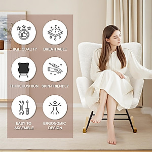 VECELO Rocking Chair, Modern Upholstered Teddy Fabric Nursery Glider with Padded Seat, High Backrest, Armchair and Pocket for Living Room Bedroom Balcony Offices