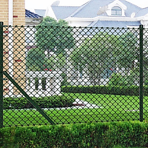 Chain Link Fence with Posts Steel,Safety Fence Garden, Fence Garden Netting Chain Link Fence with Posts Steel Outdoor Residential Fencing for Yard Garden Farm, Transport 59.1"x 984.3" Green