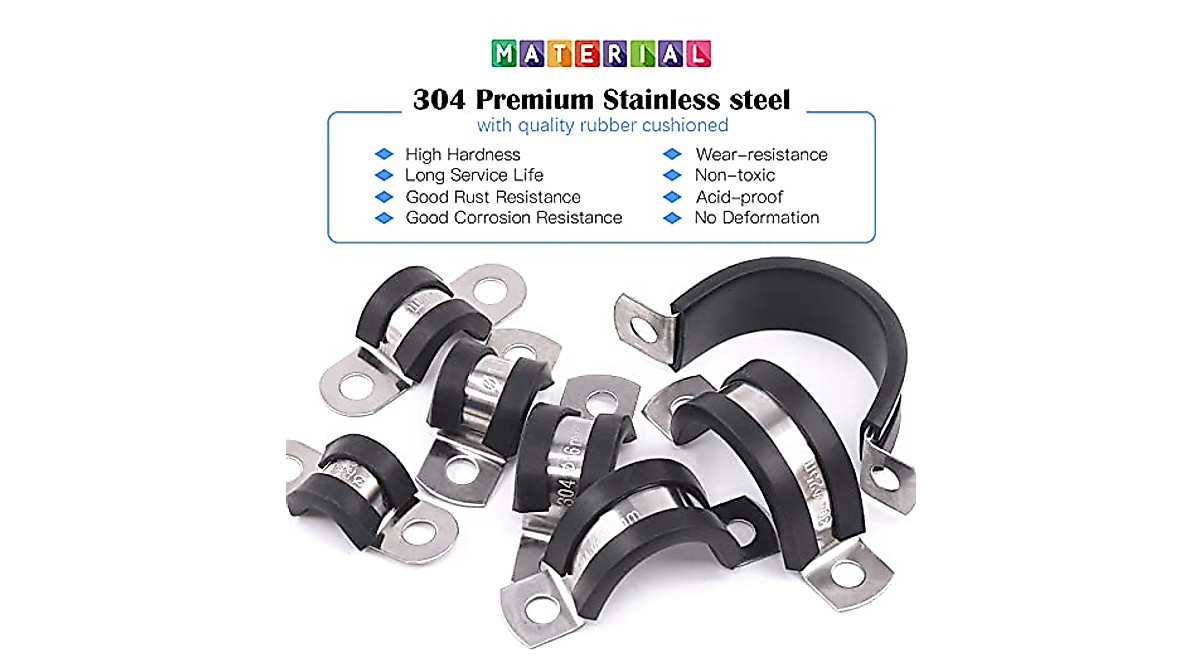 Glarks 16Pcs 10MM Pipe Strap Clamp Set - Durable & Versatile