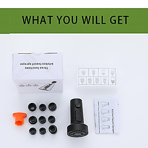 GCGWEQS Pull Down Faucet Replacement Head, 3 Functions Kitchen Faucet Sprayer Head, G 1/2 Pull Out Spray Head for Kitchen Faucet, Black Kitchen Sink Faucet Head