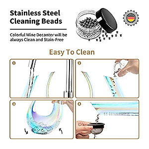 Wine Decanter Set, 1200ml Red Wine Iridescent Carafe With Bottle Opener, Stopper, Cleaning Beads and Wine Pour, Colorful Wine Aerator Gift Set Wine breather, Lead-free Crystal Glass Wine Accessories