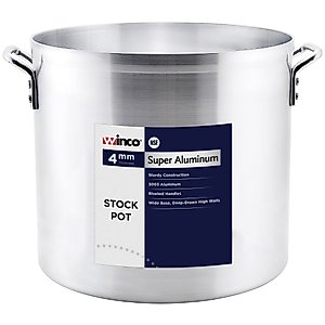 Winco USA Super Aluminum Stock Pot, Heavy Weight, 20 Quart, Aluminum