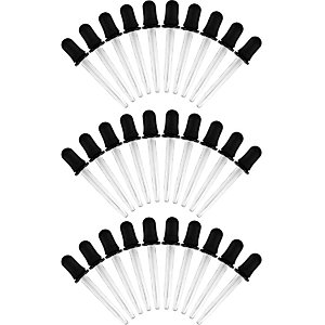 eBoot Plastic Transfer Pipettes Eye Droppers for Lab Science Art Essential Oil with Silicone Bulb (30)