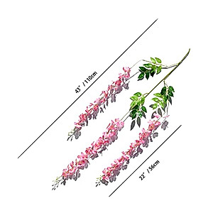 Mandy's 12pack Hot Pink Flowers Flowers Artificial Silk Wisteria Vine Ratta Hanging Fake Plants 43” for Home Party Wedding Decorations