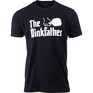 The Dinkfather | Funny Pickleball Player Pickle Ball Paddle Dink Joke T-Shirt for Men - (Men,L) Black