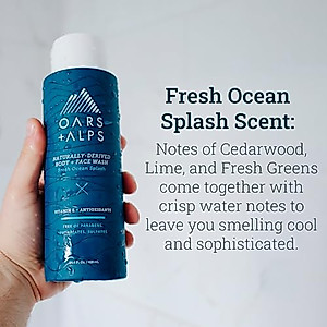 Oars + Alps Men's Moisturizing Body and Face Wash, Skin Care Infused with Vitamin E and Antioxidants, Sulfate Free, Fresh Ocean Splash, 3 Pack