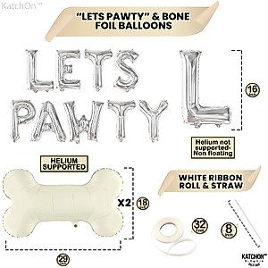 KatchOn, Silver Lets Pawty Balloons - 29 Inch, 11 Pieces | Dog Birthday Party Supplies | Lets Pawty Banner for Dog Party Decorations | Dog Balloons for Birthday Party | Lets Pawty Birthday Decorations