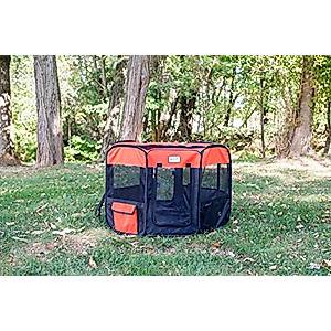 Armarkat Model PP002R-XL Portable Pet Playpen in Black and Red Combo, XL