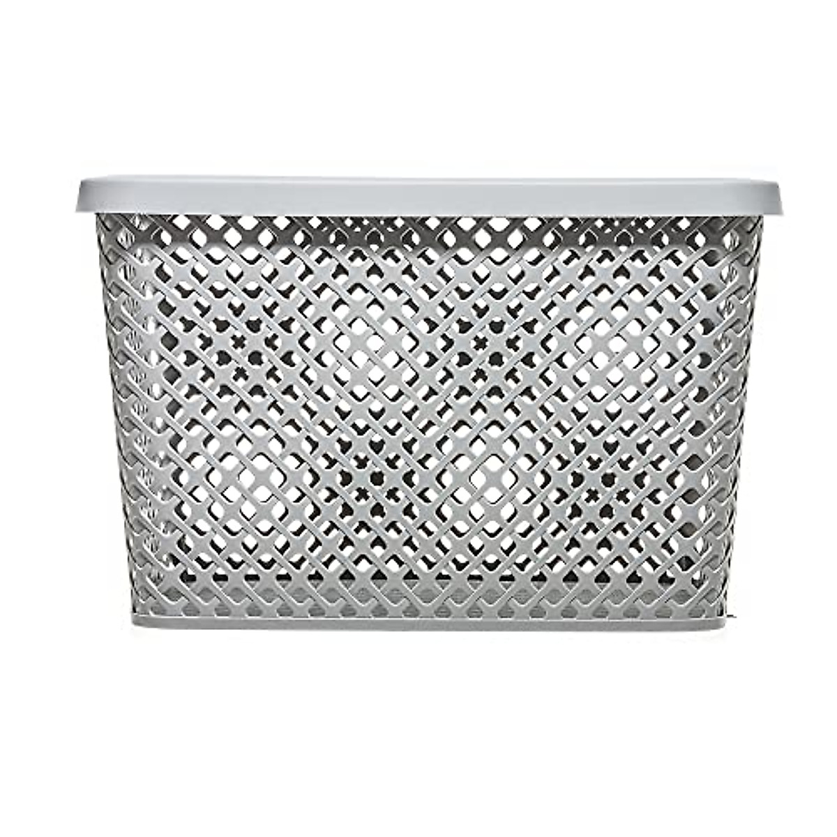 LYLSTE extra large decorative plastic storage basket with lid (Gray), YST-010