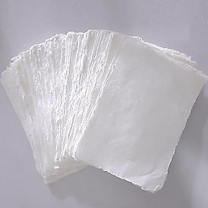 E-Tailor Handmade Paper Cotton Deckle Edge Loose Leaf Sheets 150 GSM Ivory White (10x12"-100-Sheets)