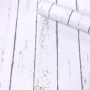 Wood Shelf Drawer Liner Slef Adhesive White Wood Plank Contact Paper for Kitchen Cabinet Table Cupaord Furniture Countertop Backsplash Wall Arts Crafts Decal 17.7x78.7 Inches