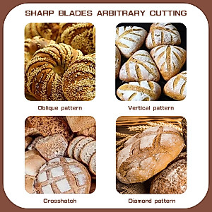 LNQ LUNIQI 1Pcs Round Bread Lame Cutter Wooden Bread Lame Dough Scoring Knife Dough Making Slasher Tools with 5 Blades for Home Kitchen Bread Baking Homemade (Style 1)