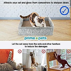 PrimePets Cat Scratcher Lounge with 2 Removable Cat Scratch Cardboard, Reversible Cat Scratching Pad Box Bed, 2 in 1, Corrugated Board, Catnip Included
