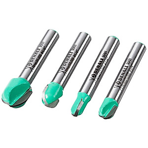 Amazon Brand - Denali 4-Piece 1/4" Straight Cut Router Bit Set