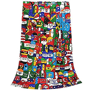Countryball Polandball World Map Flannel Fleece Throw Blanket Soft Cozy Lightweight Fluffy Microfiber Blanket All Season Fuzzy Plush Throw Blanket for Couch Bed Sofa 50"x40"
