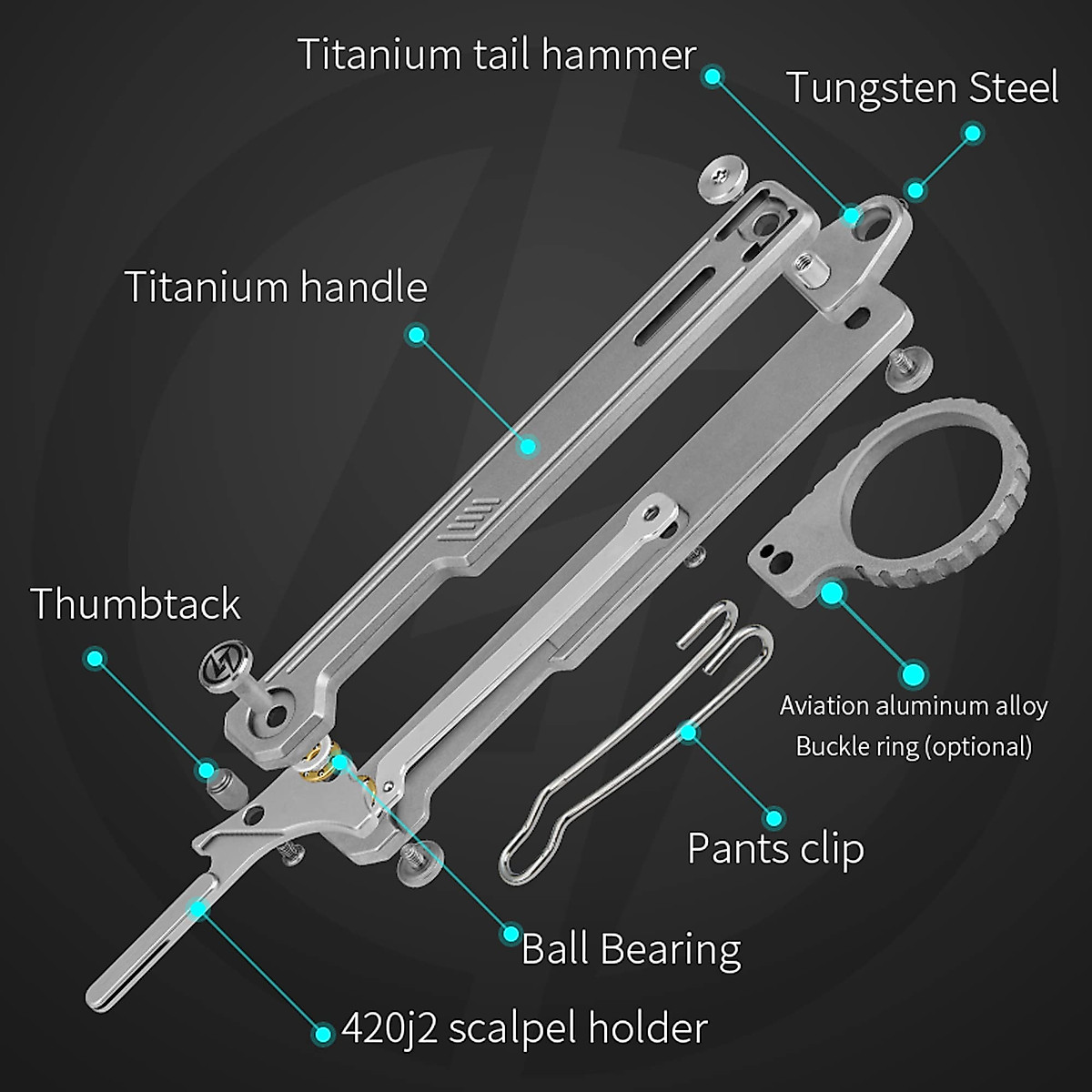 OLITANS T022 Titanium Alloy Pocket Knife Folding scalpel knife With Glass Breaker Tool Multifunctional knife No.60 scalpel blade 1.71oz