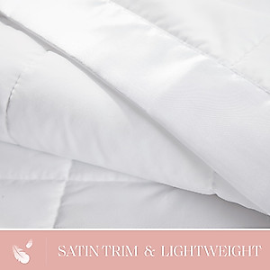 Madison Park Windom Down Alternative Blanket, Premium 3M Scotchgard Moisture Wicking Treatment, Lightweight and Soft Bed Cover For All Season, Satin Trim, White Full/Queen