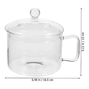 DOITOOL Glass Saucepan with Cover, Clear for Cooking on Stove, Glass Cooking Saucepan with Side Handle for Pasta Noodle, Soup, Milk, Tea (15x13x16cm)