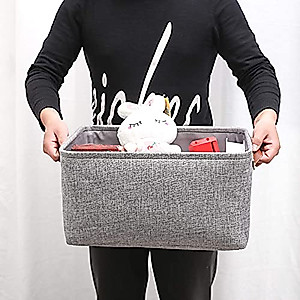 QURTS Large Storage Bins(15.74 x 11.81 7.87 inches), Foldable Fabric Baskets with Handles for Cupboards, Wardrobe, Shelves, Bathroom, Clothes, Toys, Towel (Grey, 3 Pack) Gray 15.6 11.7 7.8 inches