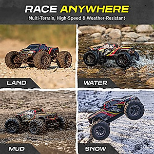 LAEGENDARY Remote Control Car, Hobby Grade RC Car 1:10 Scale Brushed Motor with Two Batteries, 4x4 Off-Road Waterproof RC Truck, Fast RC Cars for Adults, RC Cars, Remote Control Truck, Gifts for Kids