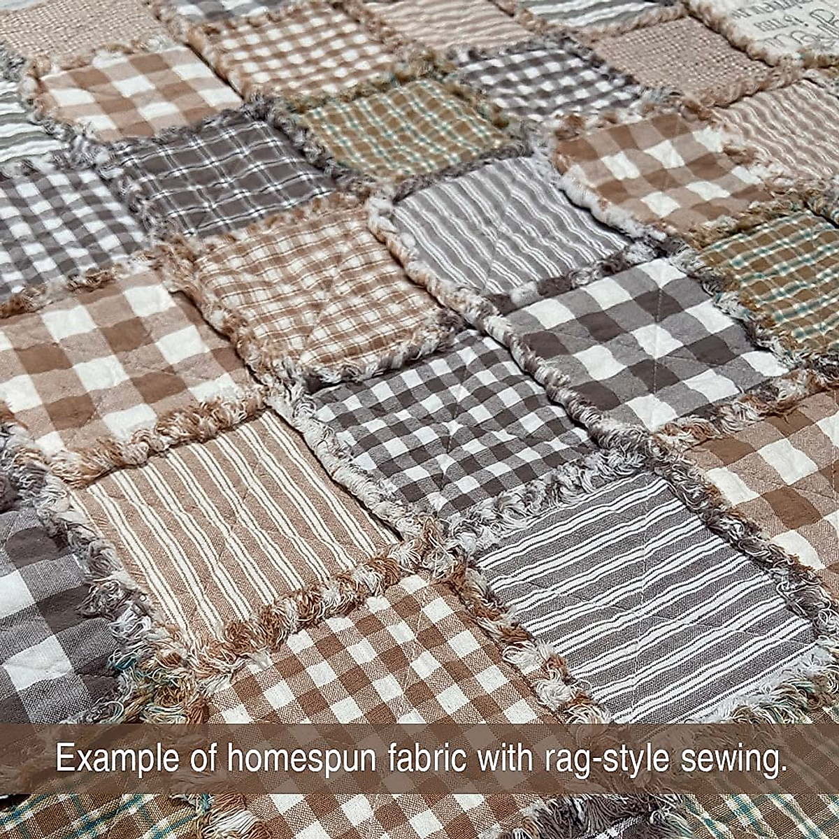 40+ Lightwash Neutral Charm Pack, 5 inch Precut Cotton Gray Taupe Plaid Homespun Fabric Squares by JCS