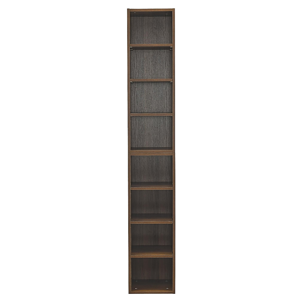 DESIGNER97 8-Tier Media Tower Rack CD DVD Slim Storage Cabinet Adjustable Shelves Tall Narrow Bookcase Display Bookshelf Multi-Functional Double-Decker Bookcase Walnut