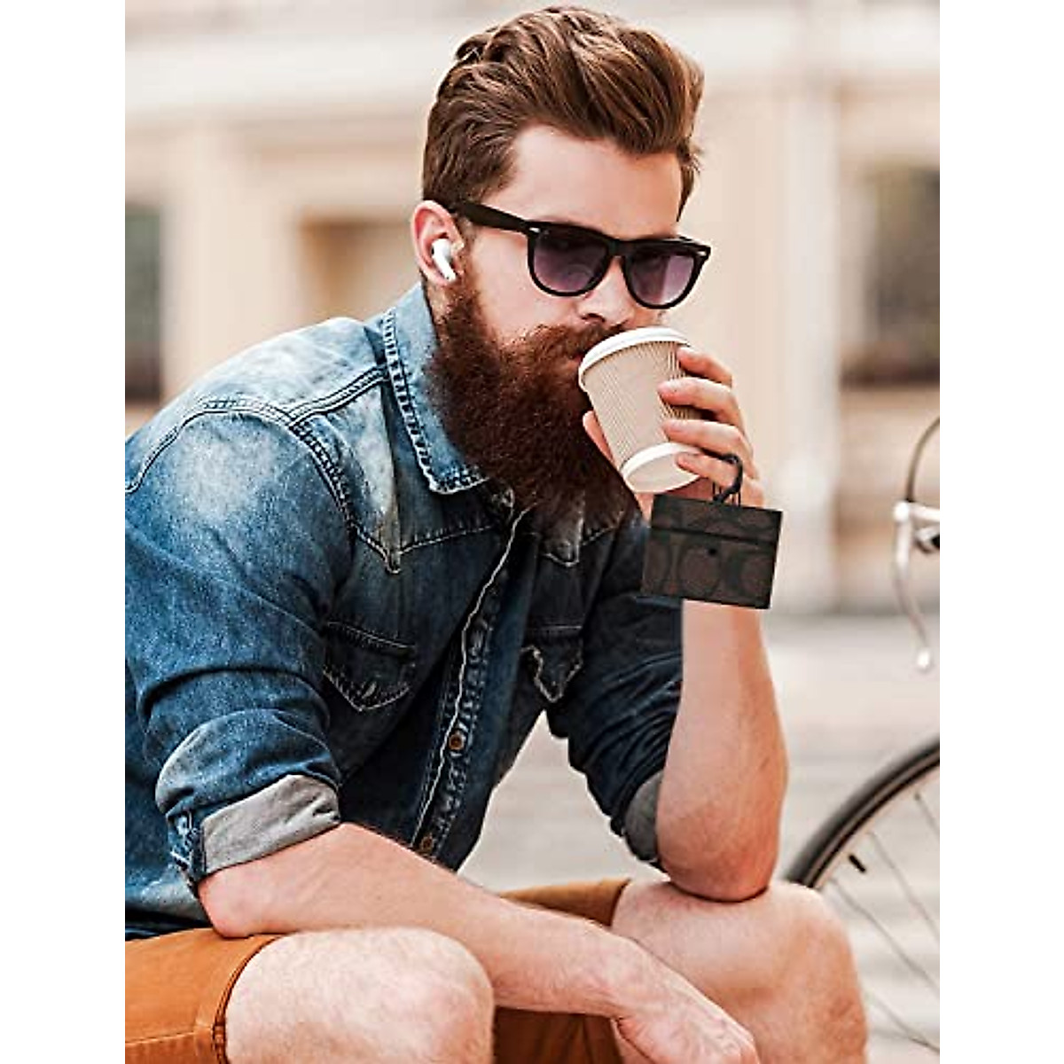 Designer Luxury Leather Elegant Fully Protective Case with Keychain and Strap for Airpods Pro 1st and 2nd Generation - Gifts for Christmas