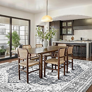 QD-Udreamy Area Rugs for Living Room - 9x12 Area Rugs, Machine Washable Rugs 9x12, Non-Slip, Stain Resistant Soft Boho Vintage Large Carpet Low Pile Thin Rugs for Living Room Bedroom