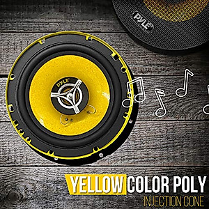 Pyle Car Two Way Speaker System - Pro 6.5 Inch 240 Watt 4 Ohm Mid Tweeter-Audio Sound Speakers For Car Stereo w/ 30 Oz Magnet Structure, 2.25” Mount Depth Fits Standard OEM -PLG6.2 (Pair) Yellow