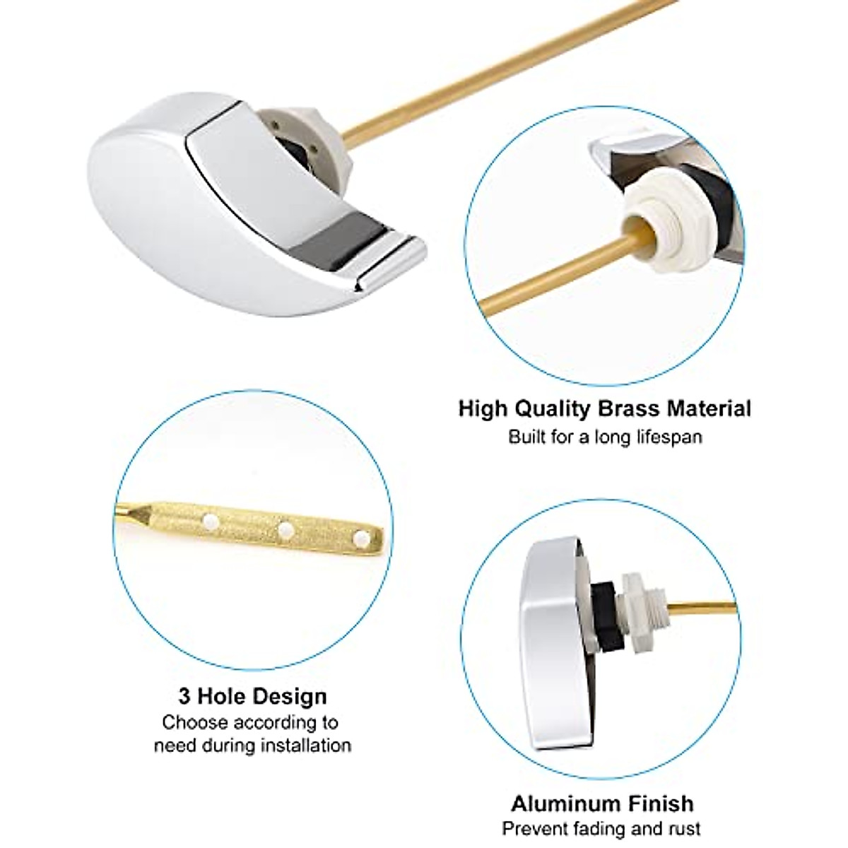 Hibbent Flush Tank Lever Compatible with TOTOTHU004-CP Trip Lvr for St701Cst854884, Toilet Trip Lever in Polished Chrome