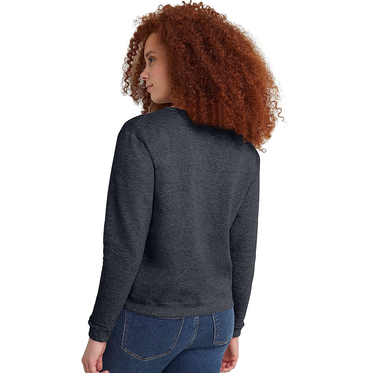 Hanes Women's EcoSmart Crewneck Sweatshirt, Slate Heather, Medium