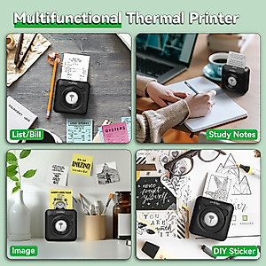 Mini Pocket Bluetooth Printer, Portable Thermal Sticker Maker, Bluetooth Connected Phone, Compatible with iOS&Android, for Journal/DIY Scrapbook/Travel/Notes/Lists/Label/Memo,Photos 304DPI (Black)
